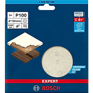 Bosch Professional 5X Expert M480 Sanding Net (for Hardwood, Paint on Wood, Ø 150 mm, Grit 100, Accessories Random Orbital Sander)