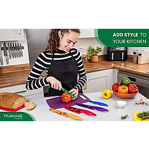 nuovva Sharp Kitchen Filleting Knives – 5pcs Copper Kitchen Knives – Black Non Stick Blades