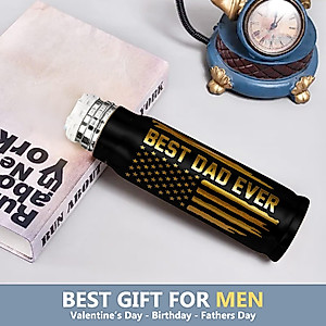 Best Dad Ever 17oz Stainless Steel Black Bullet Tumbler - Gifts for Dad from Daughter Son Wife, Dad Gifts - Dad Birthday Gift, Dad Christmas Gifts, Birthday Gifts for Men