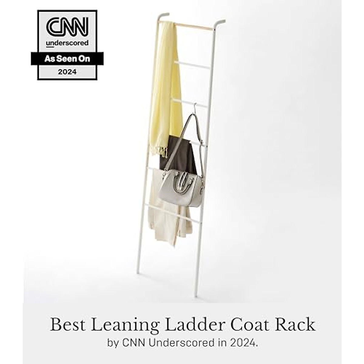 Yamazaki Home Leaning Ladder Rack, Space Saving Steel One Size White