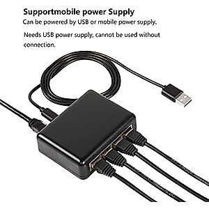 SinLoon RJ45 Network Splitter Adapter Gigabit,1000Mbps Ethernet Cable Splitter, Cat5,Cat6,Cat7,RJ45 Network Extension Connector,Four Devices Share The Internet at The Same Time (Black Gigabit 1 to 4)