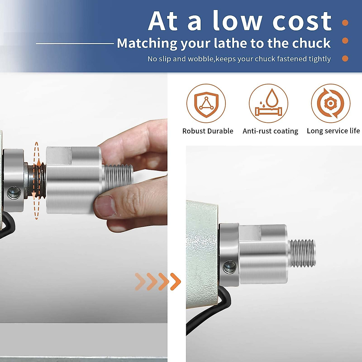 PNBO Woodworking Lathe Headstock Spindle Adapter, Converts 1-1/4" x 8TPI to 1" x 8TPI