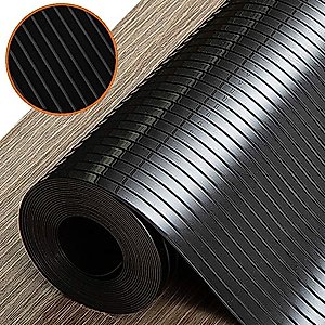 SinhRinh Drawer and Shelf Liner, 17.5IN x 10FT Non Slip Non Adhesive Cabinet Liner for Kitchen and Desk - Black Ribbed