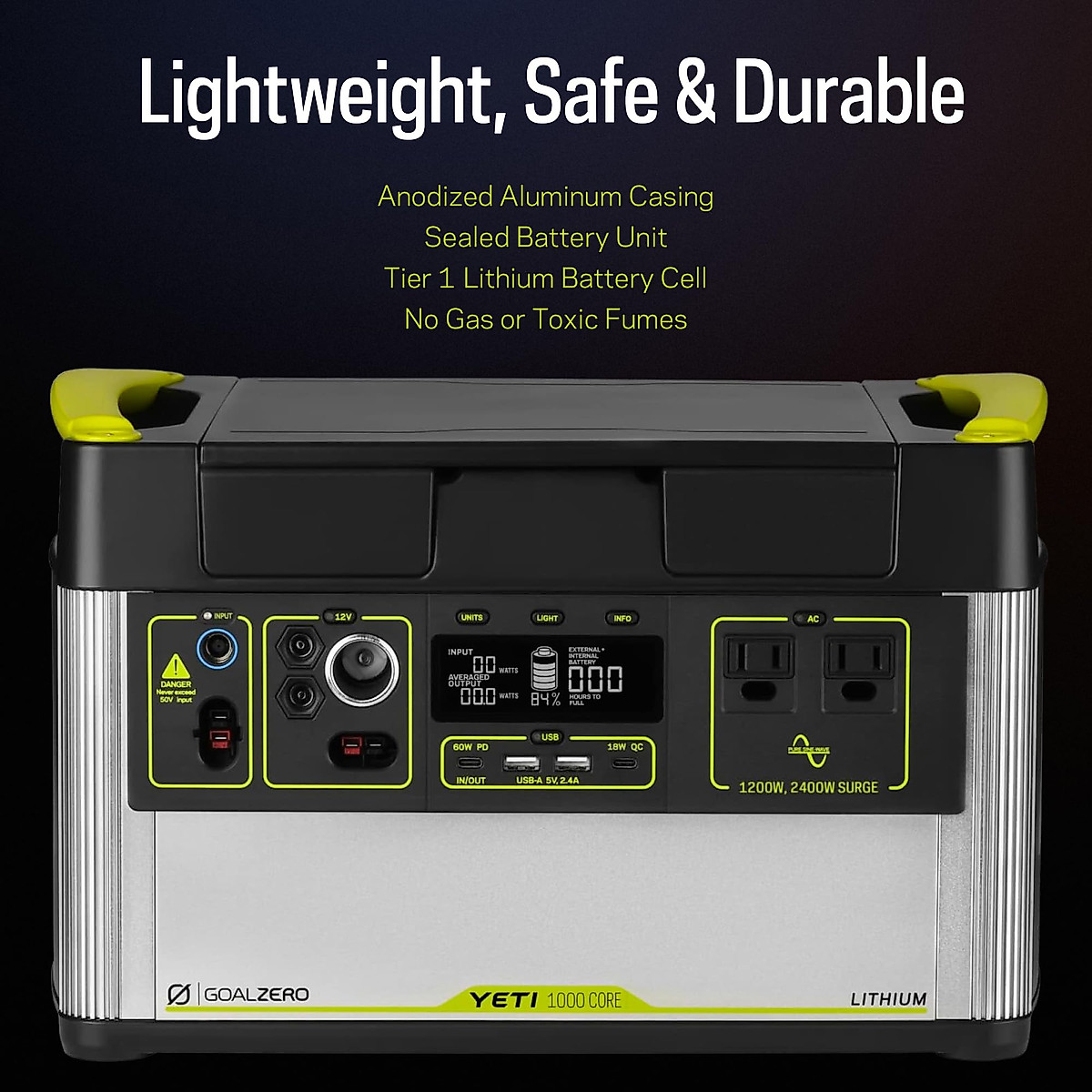 Goal Zero Yeti 1000 Core Portable Power Station, 1,000 W, Solar-Powered Generator (Solar Panel Not Included), USB-A/USB-C Ports and AC Outlets, Power for Camping (Yeti 1000 Core + Boulder 100BC)