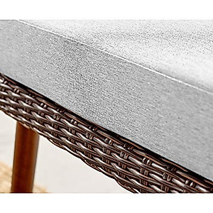 Bolton Furniture Athens All-Weather Wicker Outdoor Conversation 35" L Coffee Table, Set Chairs and Two-Seat Bench, Grey