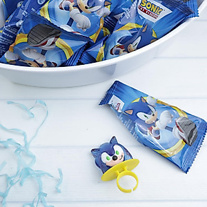 Imaginings 3 Sonic the Hedgehog Individually Wrapped Lollipop Rings, Knuckles and Tails Decorated Candy, Birthday Party Favors, 18 Count