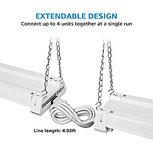 LEONLITE 4FT LED Utility Shop Light, 40W Motion Sensor Plug in Linkable Light Fixtures, 4000lm, 5000K Daylight, Suspension & Flush Mount, for Garage, Workshop, FCC, ES, ETL Certified, Pack of 2
