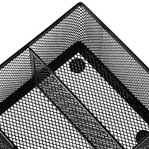 MyGift Modern Black Metal Mesh Desk Office Supplies Organizer Caddy with 4 Storage Compartments, Set of 2