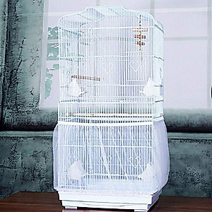 JUTTA Bird Cage Seed Catcher Parrot Cage Mesh Skirt Universal Birdcage Cover Birdseed Nylon Net Guard extra large (Not Include Birdcage) (White)