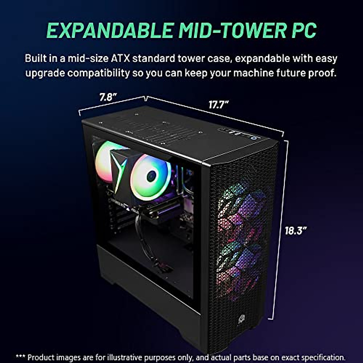 Skytech Blaze 3.0 Gaming PC Desktop – Intel Core i5 12400F 2.5 GHz, NVIDIA RTX 3060, 500GB NVME SSD, 16GB DDR4 RAM 3200, 600W Gold PSU, 11AC Wi-Fi, Windows 11 Home 64-bit,Black