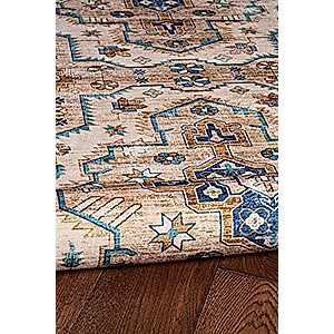 Linon The Anywhere Washable Rug Jones Ivory/Gold 3' X 5' Accent Rug