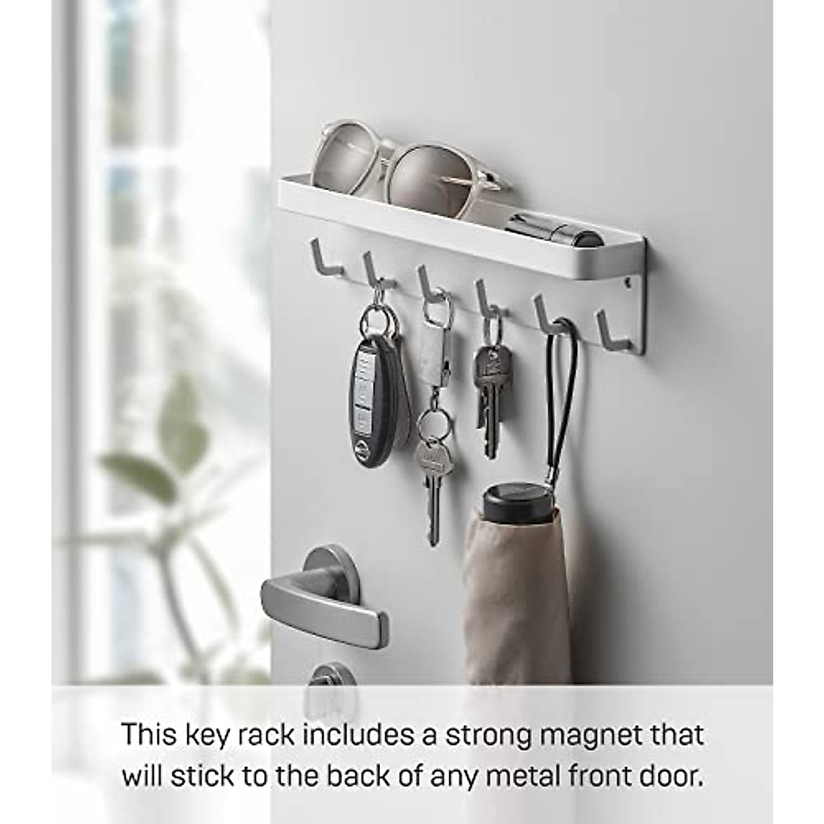 Yamazaki Home Magnetic Key Rack with Tray Steel One Size White