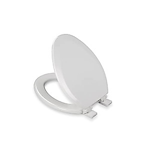 Croydex WL800722AZH Stick Tight No More Movement Sticky Grip Pad Technology Elongated, Soft Close and Quick Release, White, Molded Wood Toilet Seat