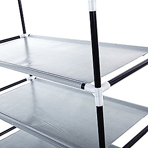 Guangshuohui Shoe Cabinet, 10-Layers 9 Lattices Non-Woven Fabric Shoe Rack with Dustproof Cover Closet Shoe Storage Cabinet Organizer (Wine Red)