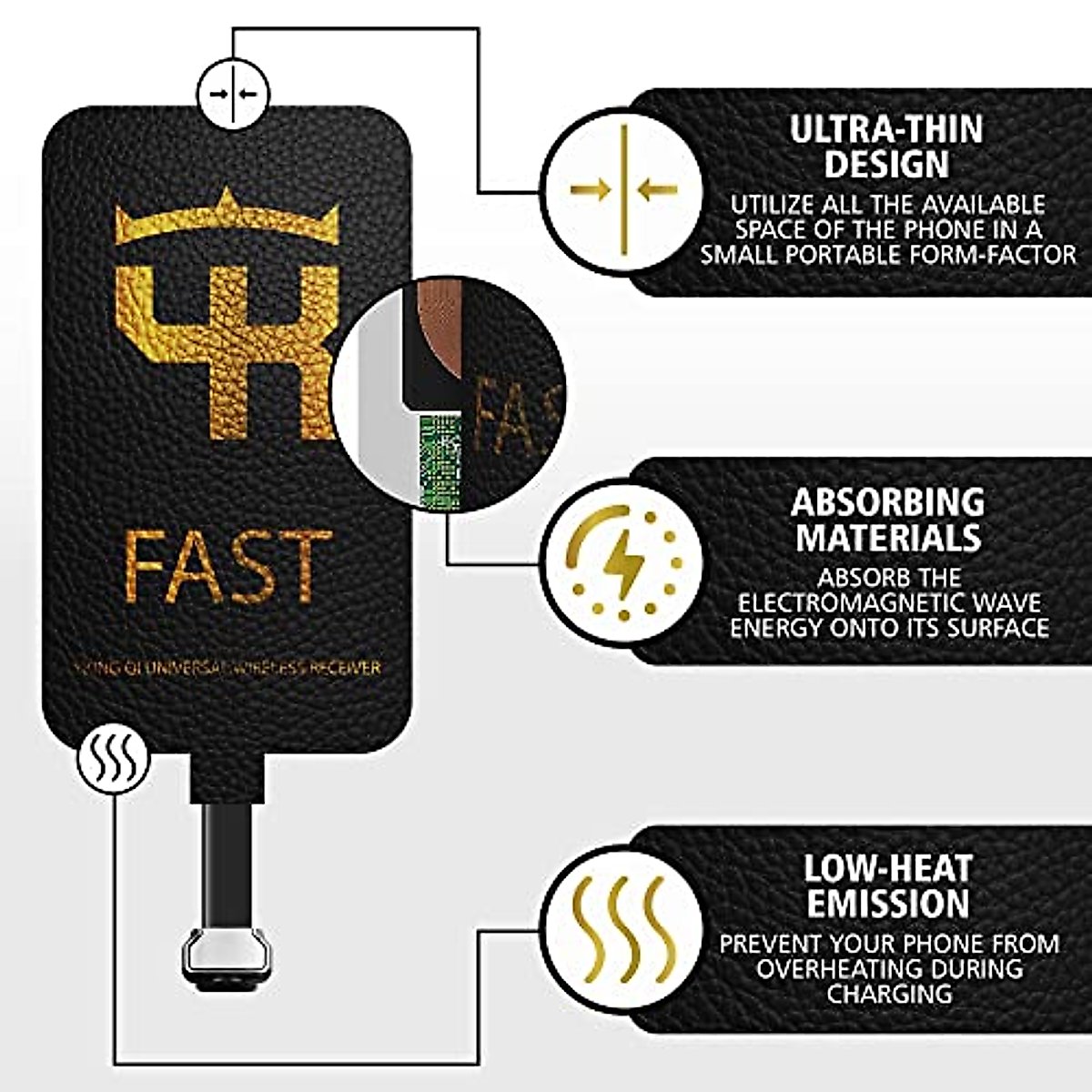 2000 Mah Qi Receiver Type C for Samsung Galaxy A Series A73 A72 A71 A70 A53 A52 A51 A50 - Google Pixel Qi Wireless Charging Receiver - Qi Receiver for Samsung - Wireless Charging Adapter Module USB-c