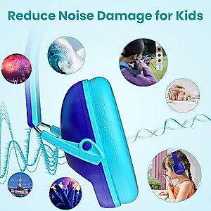 RIIKUNTEK Kids Ear Protection Safety Ear Muffs, Hearing Protectors Noise Cancelling for Children, Adjustable Noise Reduction Earmuffs for Sports Events, Concerts, Racing, Fireworks, Air Shows - Blue