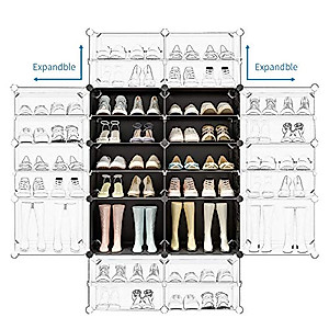 MAGINELS 72-Pair Shoe Rack Organizer DIY Storage Cabinet Shelf for Entryway, Closet,Black