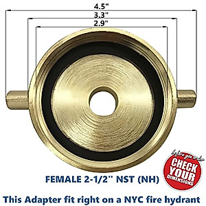 Happy Tree 2-1/2" NST (NH) Female x 3/4" GHT Male Brass Fire Hydrant Adapter with Pin Lug Brass Fire Equipment Brass Hydrant to Garden Hose Adapter