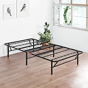 Olee Sleep Foldable Metal Platform Bed Frame, 14 Inch Steel Mattress Foundation, Easy Storage, No Box Spring Needed, Black, Twin Size