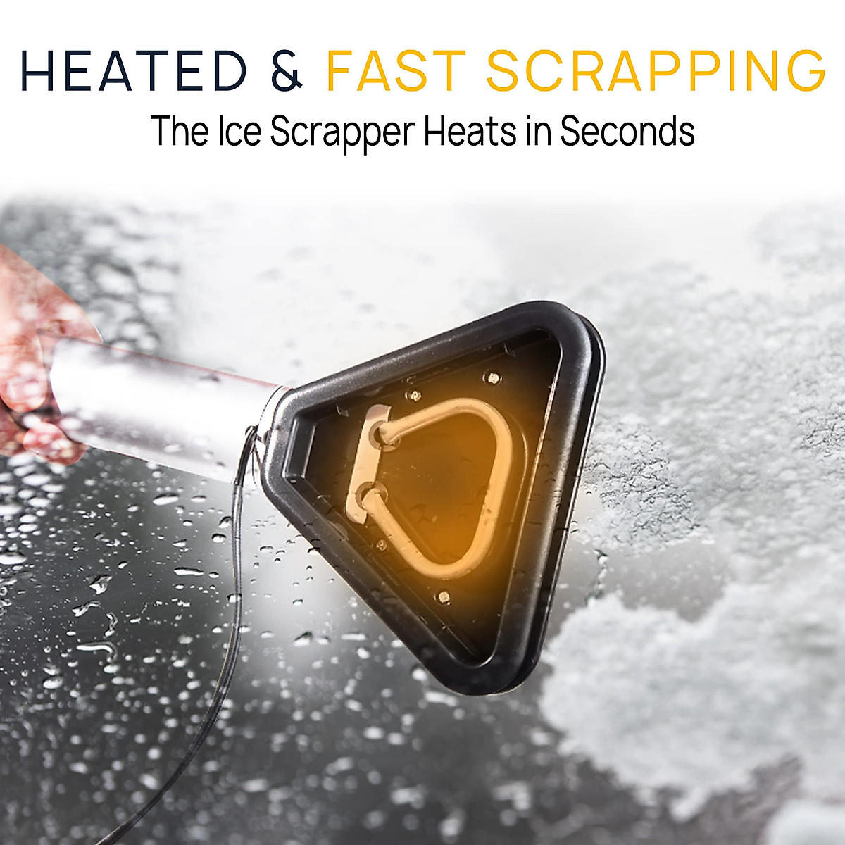 VaygWay Electric Heated Car Window Snow Ice Scraper with Light -Heated Car Auto Windshield Scraper- Extendable 15.8 Feet Long Cord 12V LED Light Heated Melting Ice Snow Scraper, Vehicle Scraper