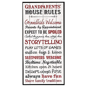 P. Graham Dunn Grandparents House Rules Decorative Wall Art Sign Plaque, 12 x 6 White Mounted Print
