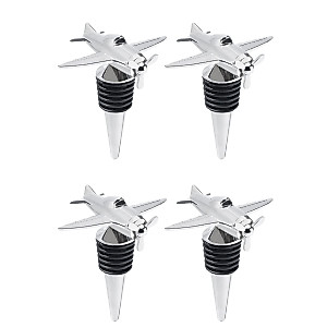 Zerodeko 4PCS Zinc Alloy Wine Bottle Stoppers, Wine Bottle Stopper, Wine Champagne Preservation Plug, Aircraft Style Beer Wine Spout Saver Beverage Bottle Seal