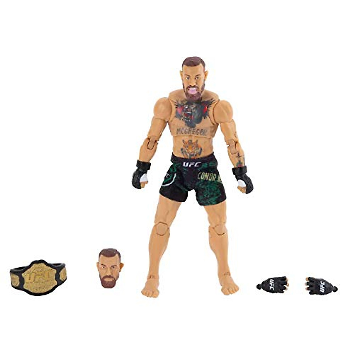 UFC Ultimate Series Limited Edition Conor McGregor, 6 Inch Collector Action Figure - Includes Alternate Head and Gloved Hands, Fight Shorts, Belt and Irish Flag Accessory