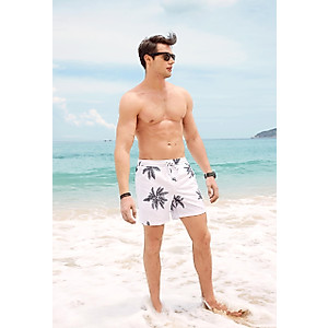 maamgic Men's 7 Inch Bathing Suits with Mesh Lining, Awhite7, L