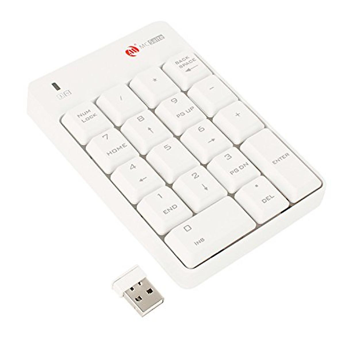 M MC Saite Wireless Numeric Keypad - with Nano Receiver,2.4G 18 Keys Numpad for Laptop Desktop PC Windows (White)
