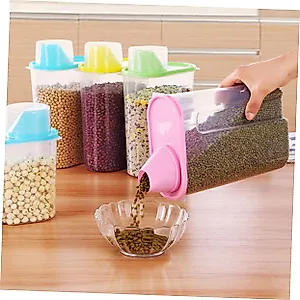 OKUMEYR Airtight Cereal Container with Pour Spout and Measuring Cup Clear Plastic Food Storage Keeper for Rice Grain Oatmeal Sugar Nuts Beans S Yellow