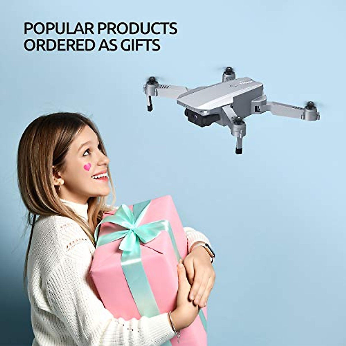 Tomzon D25 Drone with Camera for Adults 4K UHD, FPV Quadcopter Foldable for Beginners with Optical Flow Positioning, Headless Mode, Hand Gesture Photographing, 3D Flips, 2 Batteries with Storage Bag