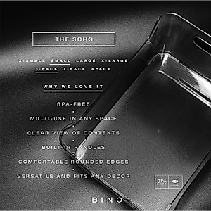 BINO Refrigerator, Freezer and Pantry Cabinet Storage Organizer Bin with Handles - Clear and Transparent Plastic Wide Nesting Food Container for Home and Kitchen (Clear, Small)