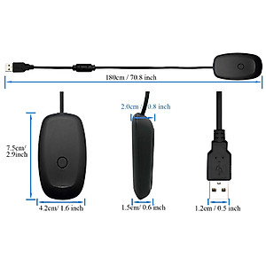 OSTENT USB Wireless Controller PC Laptop Computer Receiver for Microsoft Xbox 360 Slim Game Color Black