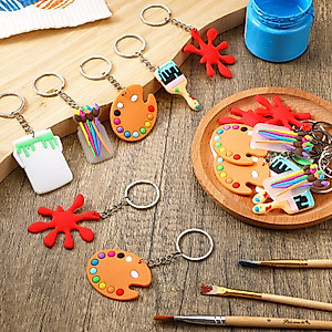 Tudomro Art Paint Party Favors Keychain Art Paint Splatter Palette Brush Keychain for Kids Artist Party Gift Supplies(30 Pieces)