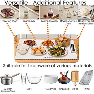 Food Warming Mat, Food Warmer for Parties Buffet - Upgraded Foldable Graphene Full Surface Fast Heating Electric Warming Tray, Portable Food Warmers Pad for Parties, 3 Temp,Auto Shut-Off & Child-Lock