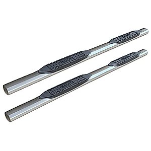 Raptor Series Nerf Bars Side Steps 4in Oval Stainless for 07-18 Silverado/Sierra 1500/2500/3500 Crew Cab