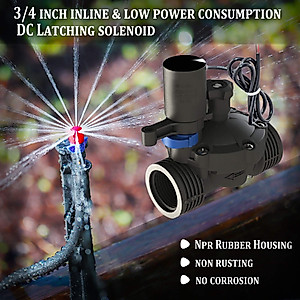 Galcon YLZ 3/4 Inch Sprinkler Valve with S1602 DC Latching Solenoid for Battery Operated Controllers with Reinforced NBR 2-Way Female Inline Hose Sprinkler Valve for Gardens, Lawns, Greenhouses.
