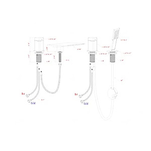 VANFOXLE Waterfall Bathtub Faucet set with Hand Shower, Roman Tub Faucets Deck Mount Matte Black Tub Faucet set Brass Tub Filler Bathroom Faucets with Hand Shower