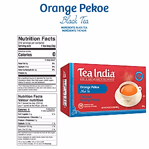 Tea India Orange Pekoe Black Tea Chai Flavorful Blend Of Black Tea & Natural Ingredients Strong Full-Bodied Traditional Indian Caffeinated Tea 216 Round Teabags