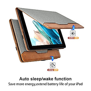 Case for Samsung Galaxy Tab A8 10.5 inch 2022 (SM-X200/X205/X207), Premium PU Leather Tablet Case with Hand Strap Large Pocket Auto Wake/Sleep Smart Cover, Gray