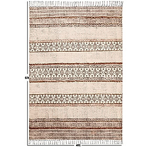 Casavani Rag Rug Collection Geometrict Rug - Black and Gray, Handmade Boho Stripe Cotton, Ideal for High Traffic Area in Entryway Living Room Bedroom Bathroom 4x15 Feet Runner