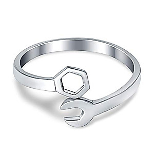 Blue Apple Co. Sterling Silver Size-6 Wrench Band Mechanical Wrench Ring Round 925 Sterling Silver