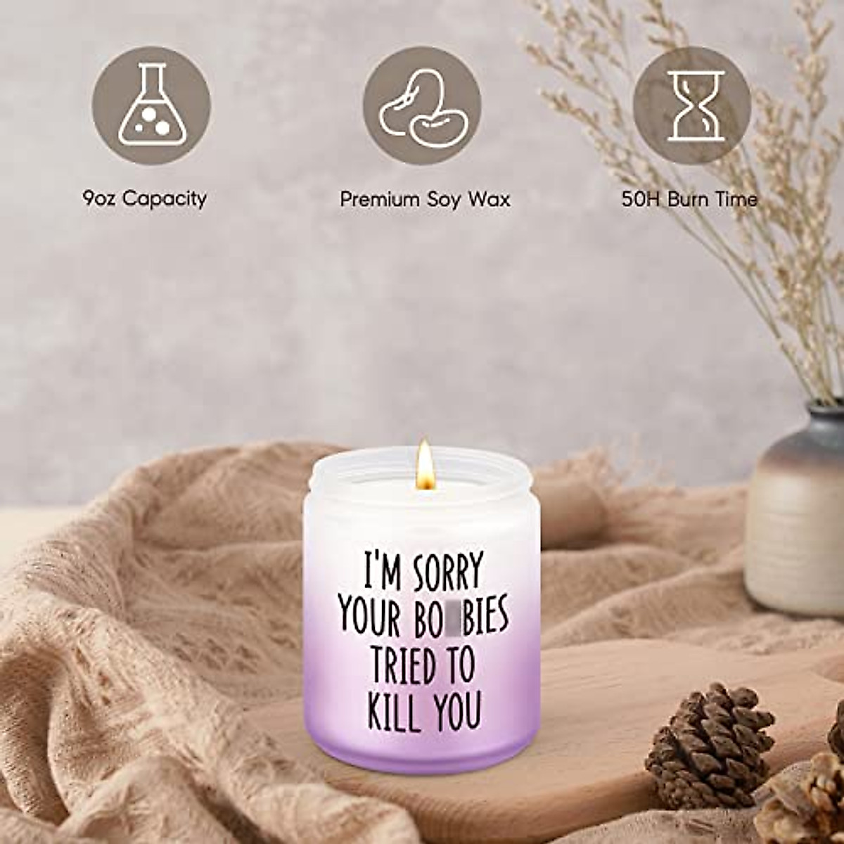 GSPY Scented Candles - Breast Cancer Gifts, Breast Cancer Survivor Gifts for Women - Breast Cancer Awareness, Breast Cancer Encouragement, Chemo Gifts for Women, Breast Cancer Patients, Cancer Fighter
