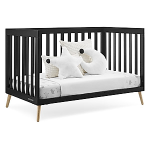 Delta Children Essex 4-in-1 Convertible Baby Crib, Ebony with Natural Legs