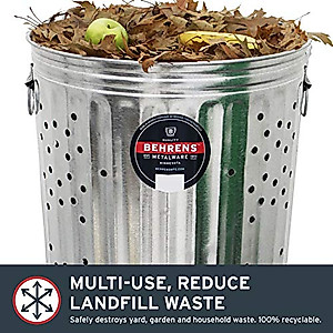 Behrens BEHRENS-RB20 Composter Steel Trash Can for Garden and Yard Waste Hot-Dipped, 20-Gallon, Silver