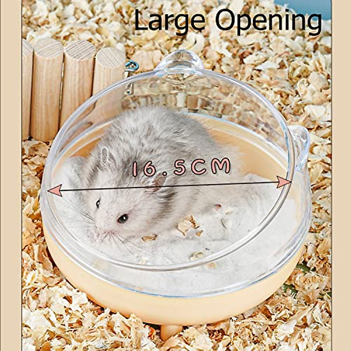 HAICHEN TEC Hamster Bathroom - Large Transparent Hamster Sand Bath Container with Scoop Kit Sandbox Toilet for Dwarf Hamster, Syrian Hamster Small Animal Cage Accessories (Yellow)