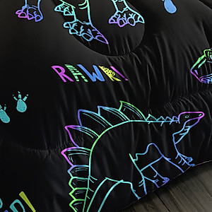 BailiPromise Trippy Dinosaur Comforter Set Queen Size for Boys Kids Quilt Set,Jurassic Dinosaur Bedding Set 3 Piece,Dino Duvet with Pillow Shames for All Seasons Ultra-Soft Lightweight Breathable