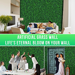 Grooy 12PCS Boxwood Panels, 20"x20" Grass Wall, Plant Wall, Grass Backdrop Wall, Privacy Screen, Sun Protected Green Wall Decor Outdoor, Indoor, Garden, Backyard and Décor