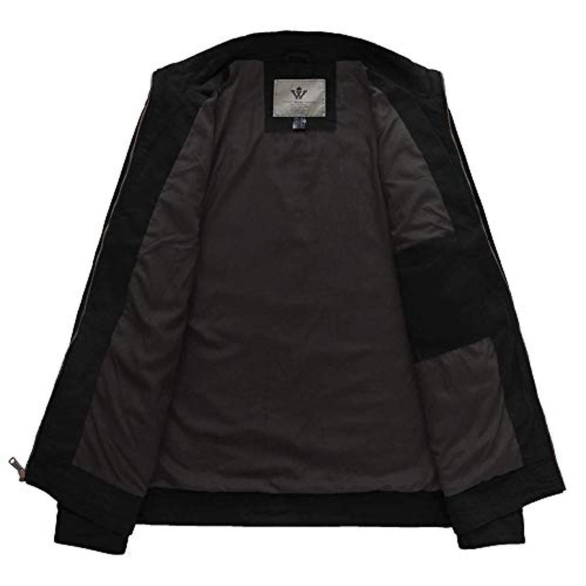 WenVen Men's Casual Lined Military Jacket Light Canvas Windbreaker (Black, M)