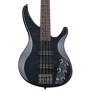 Yamaha TRBX604 4-String Flamed Maple Bass Guitar, Translucent Black